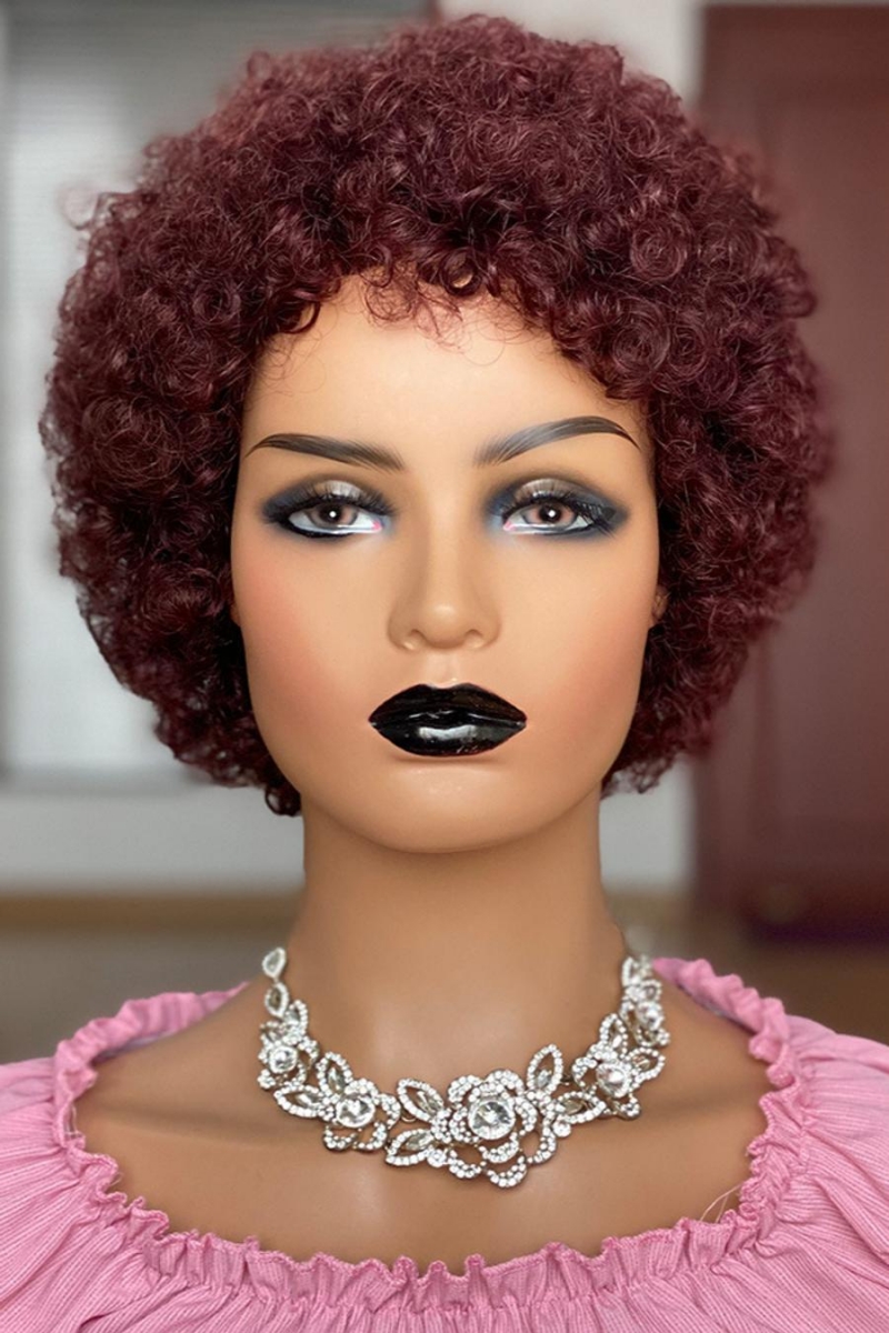 Wholesale One pc new real human hair short curly afro wig(length:7.62cm ...