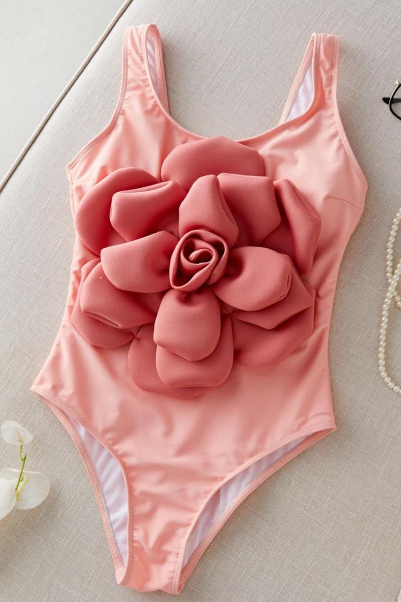 Wholesale Sexy 3d Big Flower Decor Padded One Piece Swimsuit Ba014385