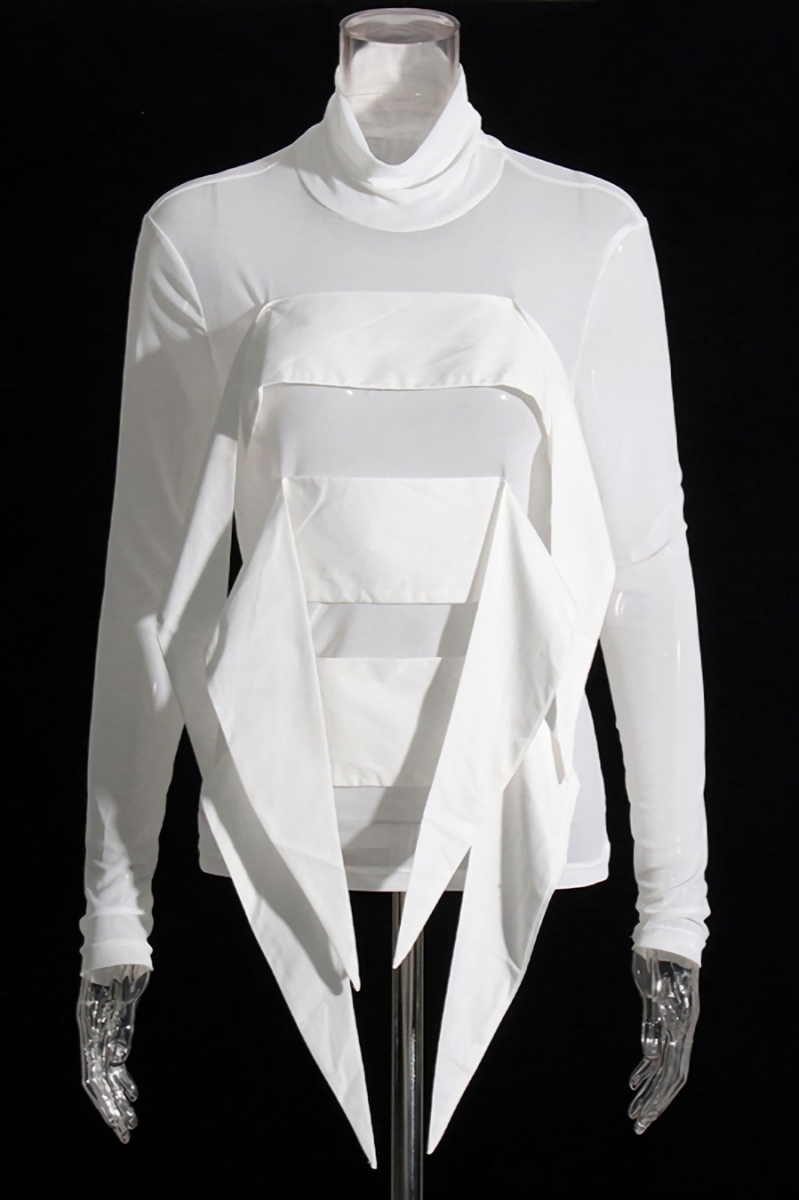 Wholesale Slight stretch micro see through high-neck streamer design ...