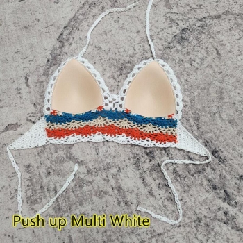 Wholesale Sexy 4 colors crochet non-removable padding halter-neck lace ...