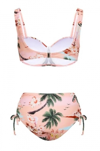 Wholesale Retro flower coconut tree print padded underwire strappy high ...