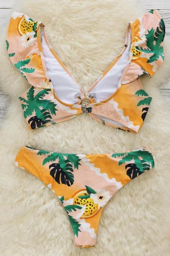 Wholesale Sexy flower and leaf batch printing padded ruffle tankini set ...