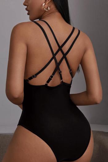 Wholesale Sexy Pure Color Padded Deep V Backless Sling One Piece