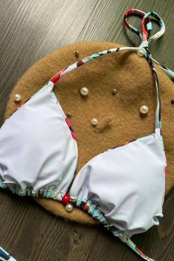 Wholesale Sexy Coconut Tree Printing Padded Halter Neck Beading