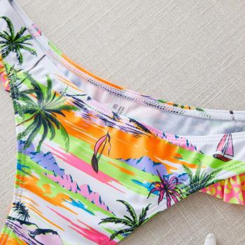 Wholesale Sexy coconut tree printing padded backless sling bikini set ...