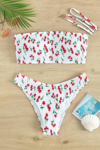 Wholesale Sexy cherry graphic printing padded smocked bandeau tankini ...