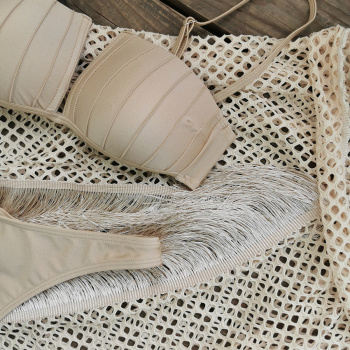 Wholesale Sexy non-removable padding cutout tassel maxi skirt three ...