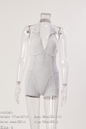 Wholesale Sexy slight stretch 4 colors solid color deep v-neck playsuit ...