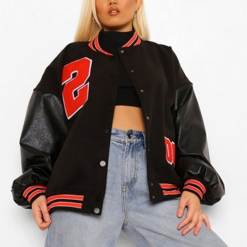 Wholesale Winter new stylish number 2 embroidered pu patchwork slight ...