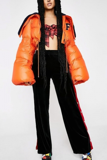 Wholesale Winter new plus size letter embroidered non-stretch zip-up ...