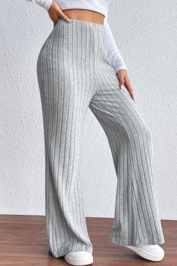 Wholesale Casual slight stretch ribbed knit solid color high-waist ...