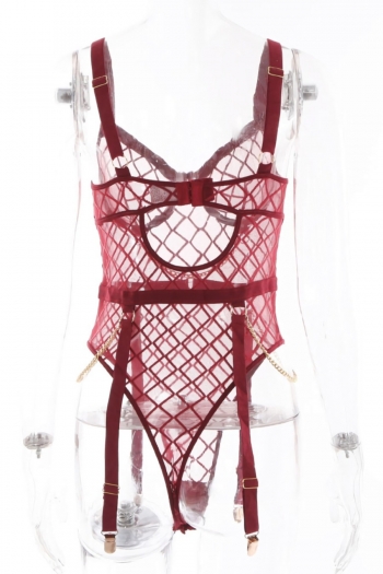 Wholesale Sexy lingerie new solid color sling mesh metal chain see ...