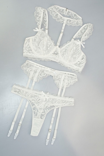 Wholesale Slight stretch lace garter three-piece set(with underwire ...