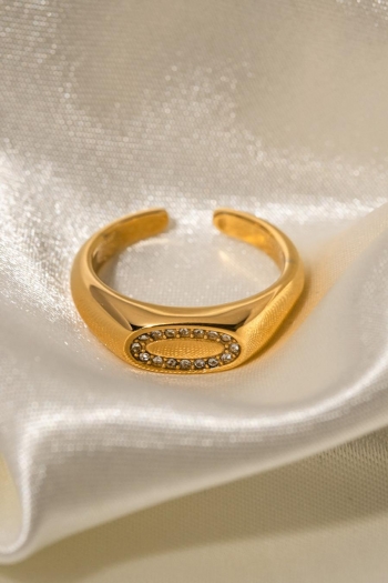 Wholesale One pc stainless steel rhinestone oval adjustable ring(length ...