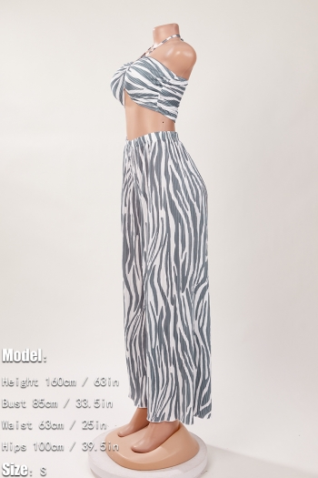 Wholesale Sexy slight stretch stripe printing halter neck backless ...