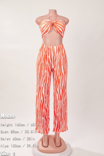 Wholesale Sexy slight stretch stripe printing halter neck backless ...