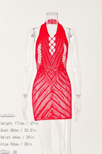 Wholesale Sexy stretch mesh cut out halter neck lace-up babydoll(no ...